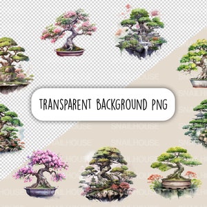 Watercolor Bonsai Clip Art Printable Bonsai Tree Graphics FREE ...