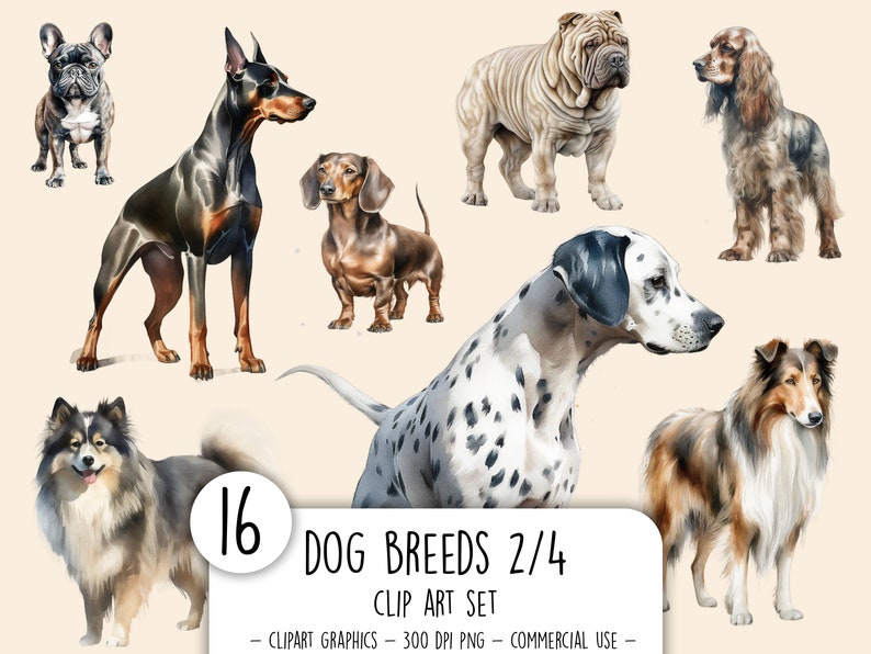 Dog Breeds Digital Clip Art Dog Breeds Clipart Set Dog Breeds Printable ...