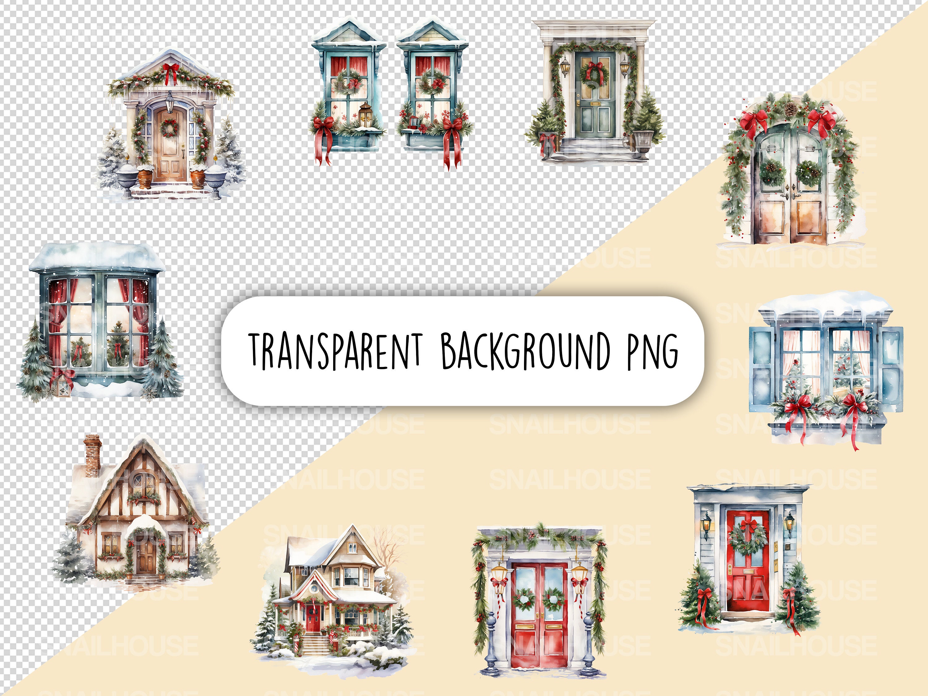 Watercolor Christmas Clipart Bundle Commercially FREE Printable ...