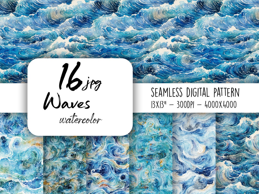 Ocean Waves Digital Paper Sea Waves Scrapbook Paper Ocean Waves ...