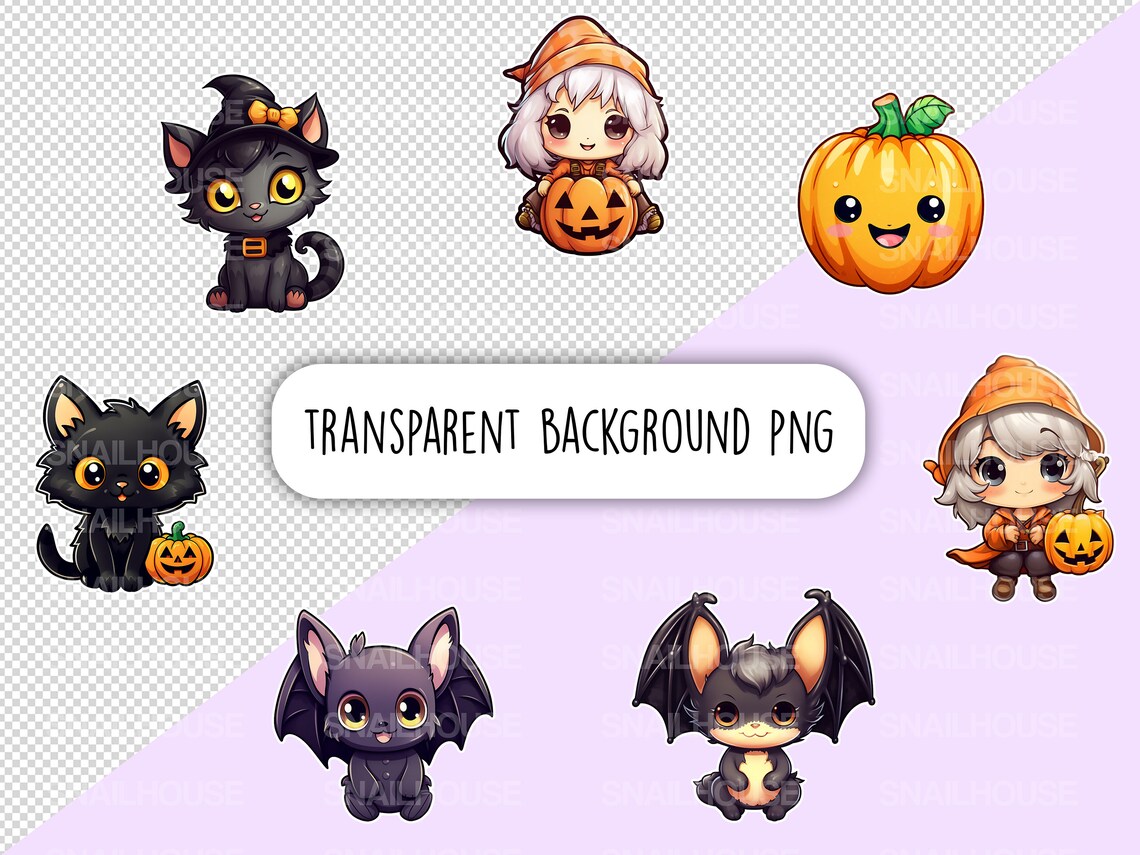 Watercolor Halloween Clip Art Cute Halloween Clipart Printable - Etsy