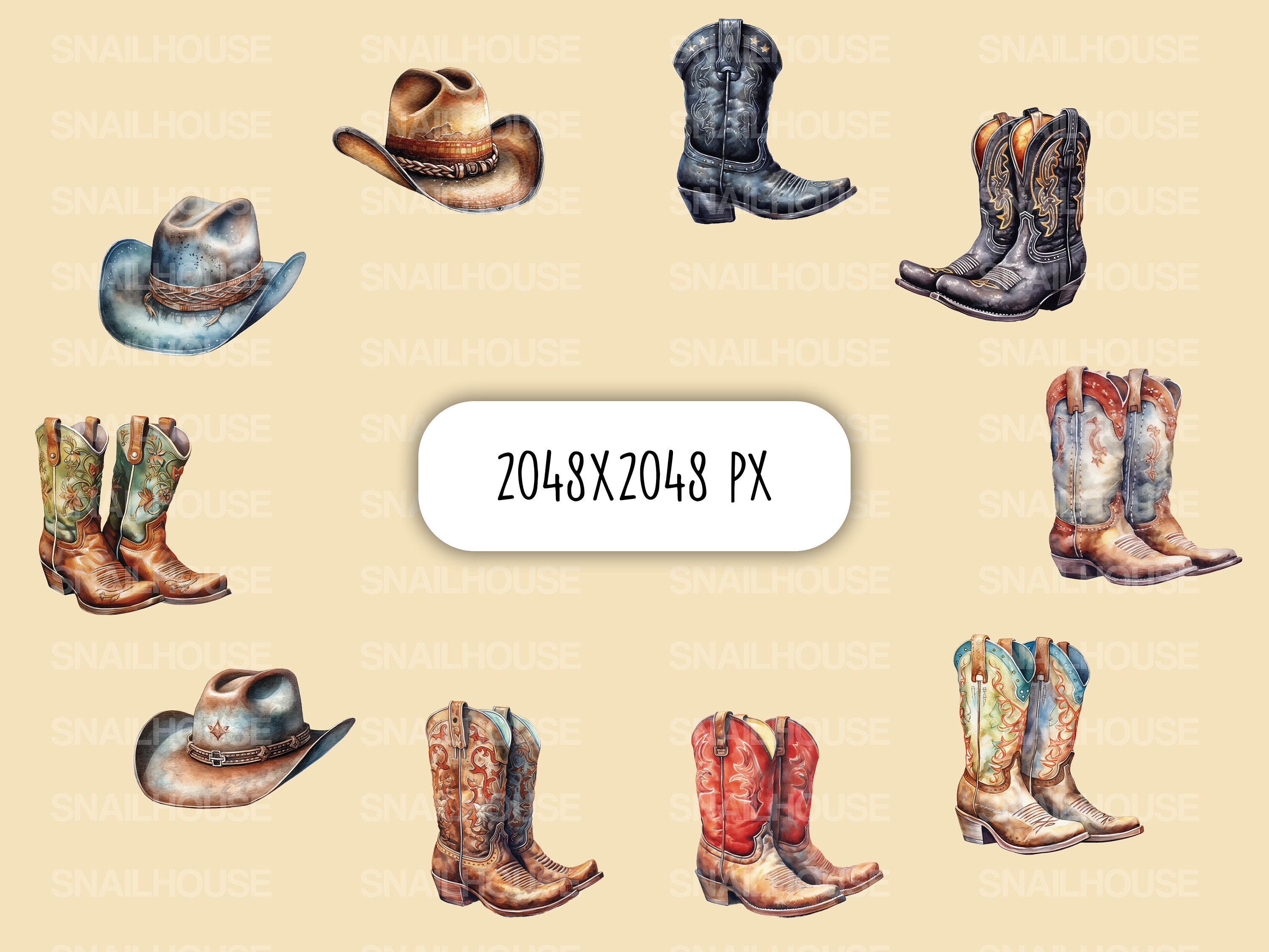 Watercolor Cowboy Clipart Commercially FREE Cowboy Boots Png - Etsy