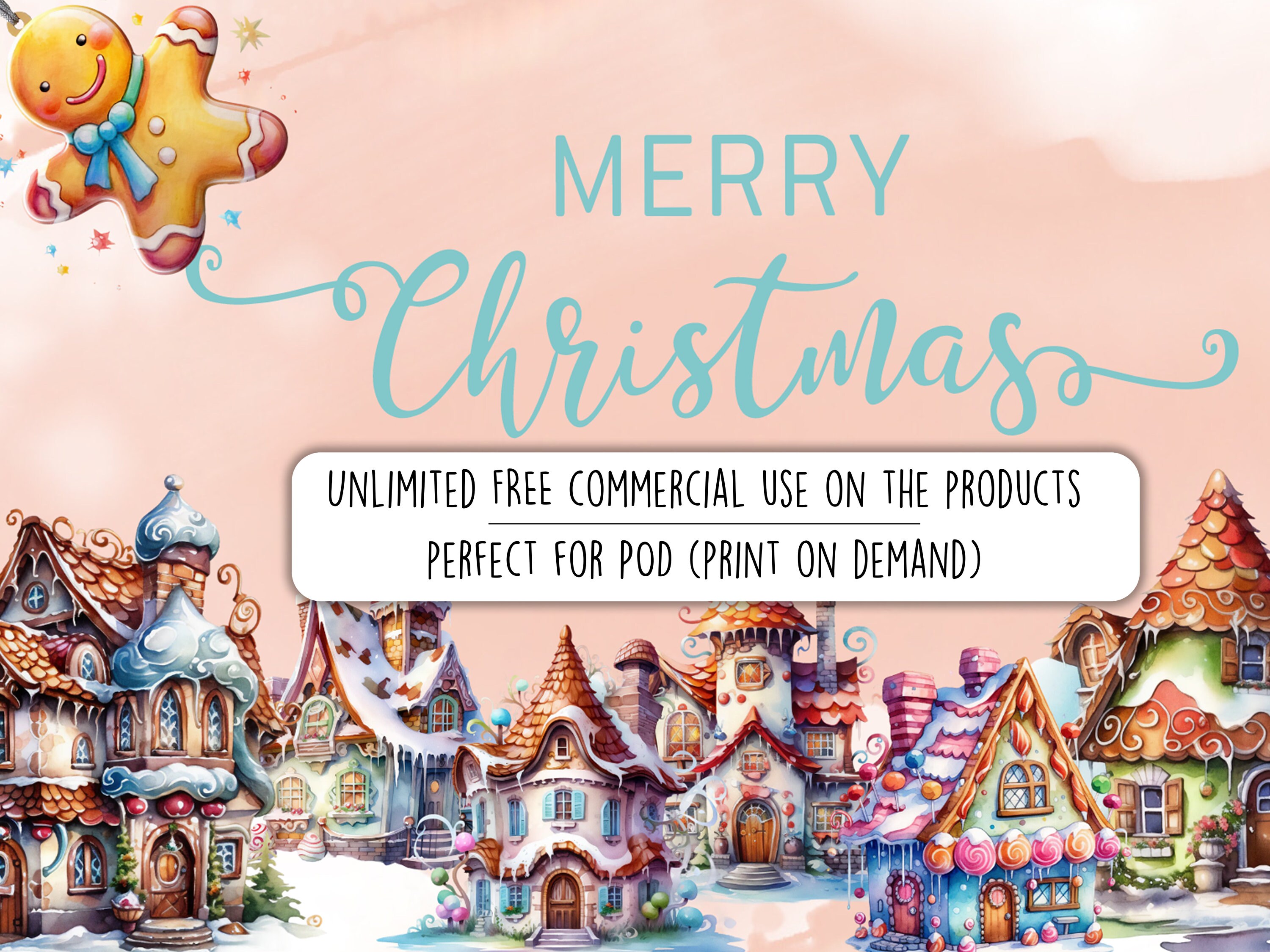 Watercolor Gingerbread House Clipart Bundle Commercially FREE Printable ...