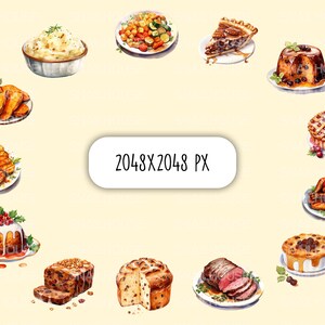 Watercolor Christmas Food Clipart Bundle FREE Commercial Use Christmas ...