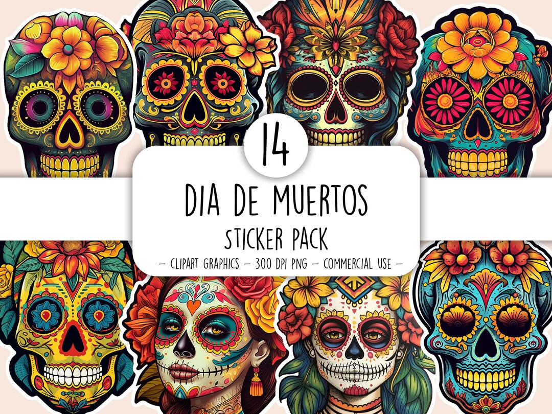 Dia De Muertos Digital Stickers Sugar Skull Printable Stickers Mexican ...