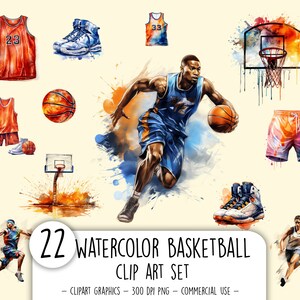 Watercolor Basketball Clipart Bundle FREE Commercial Use Basketball ...