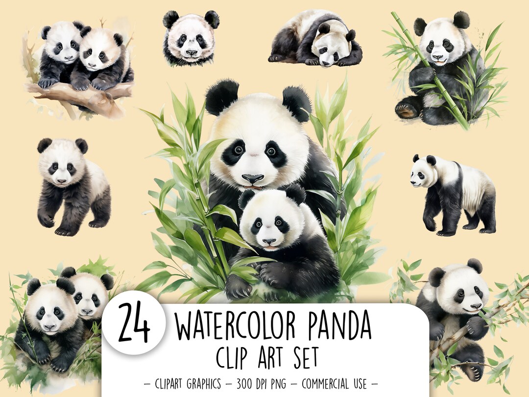 Watercolor Panda Clipart Bundle Commercially FREE Exotic Animals ...