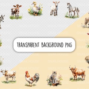 Watercolor Farm Animals Clipart Bundle FREE Commercial Use Digital Farm ...