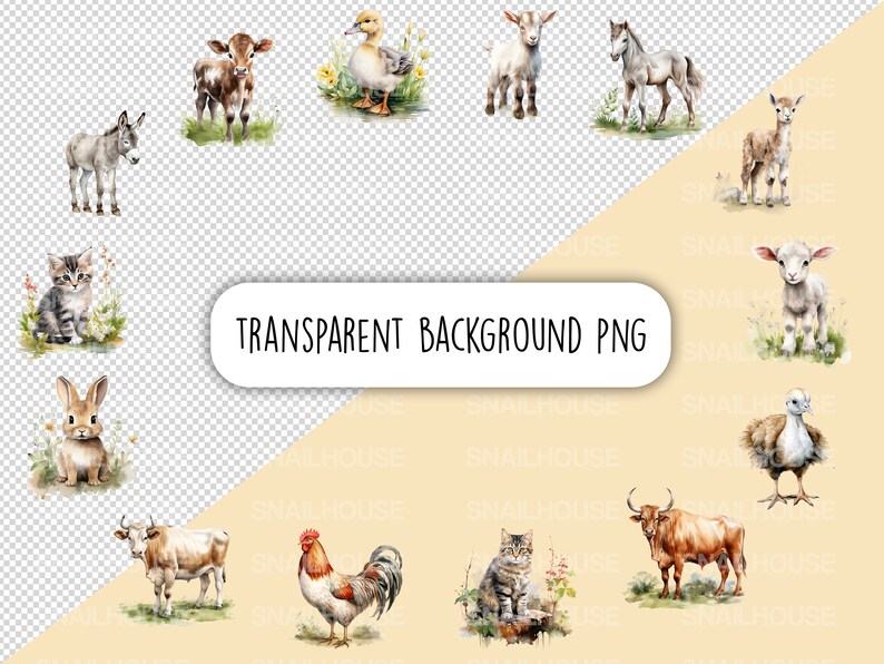 Watercolor Farm Animals Clipart Bundle FREE Commercial Use - Etsy