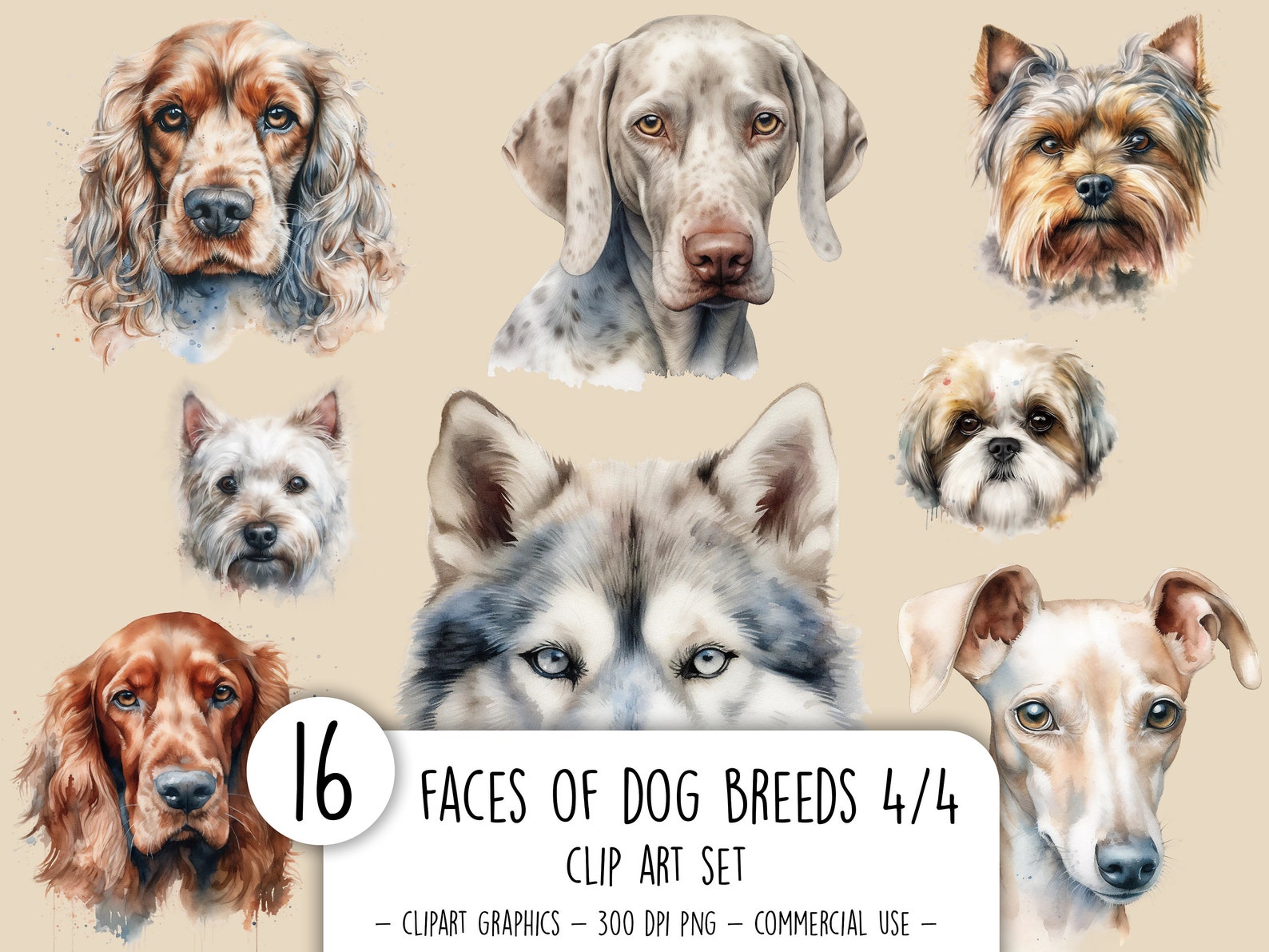 Faces of Dog Breeds Digital Printable Dog Breeds Clip Art FREE ...