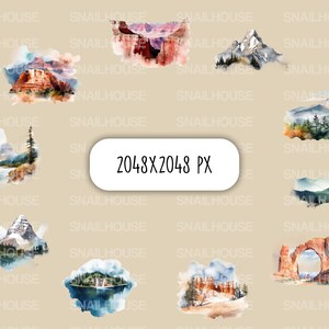 Watercolor National Parks Clipart Bundle FREE Commercial Use Nature ...