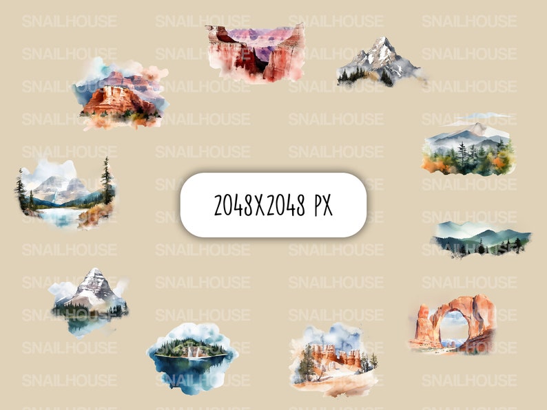 Watercolor National Parks Clipart Bundle FREE Commercial Use Nature ...