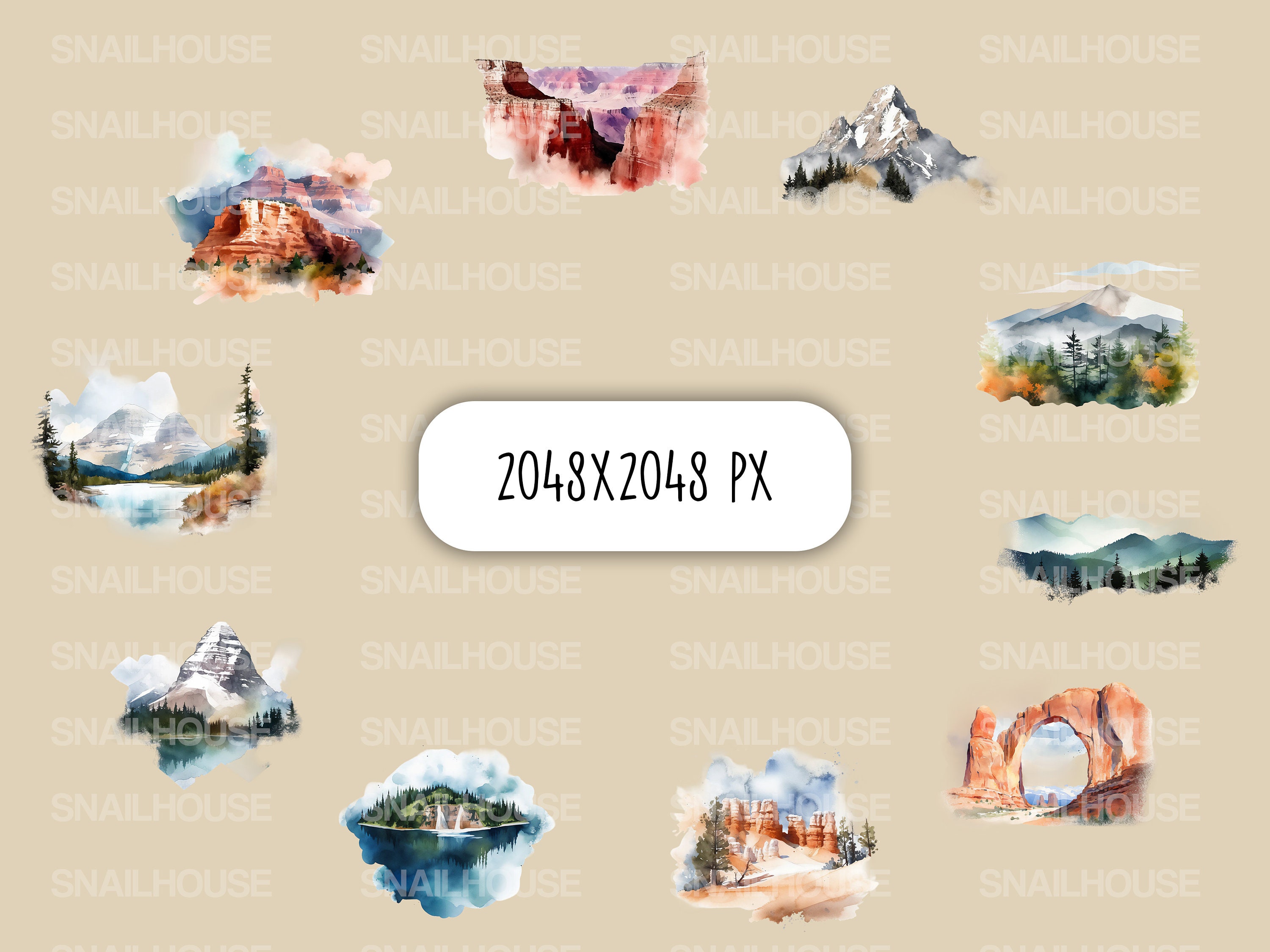 Watercolor National Parks Clipart Bundle FREE Commercial Use Nature ...