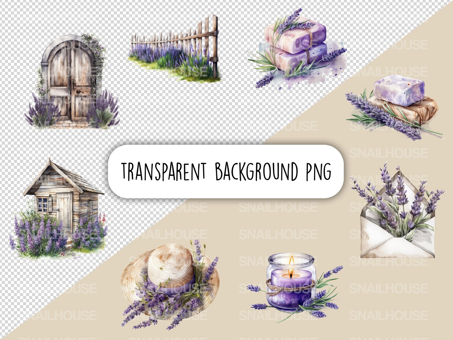 Lavender Clipart Watercolor Lavender Clip Art Bundle Digital Lavender ...