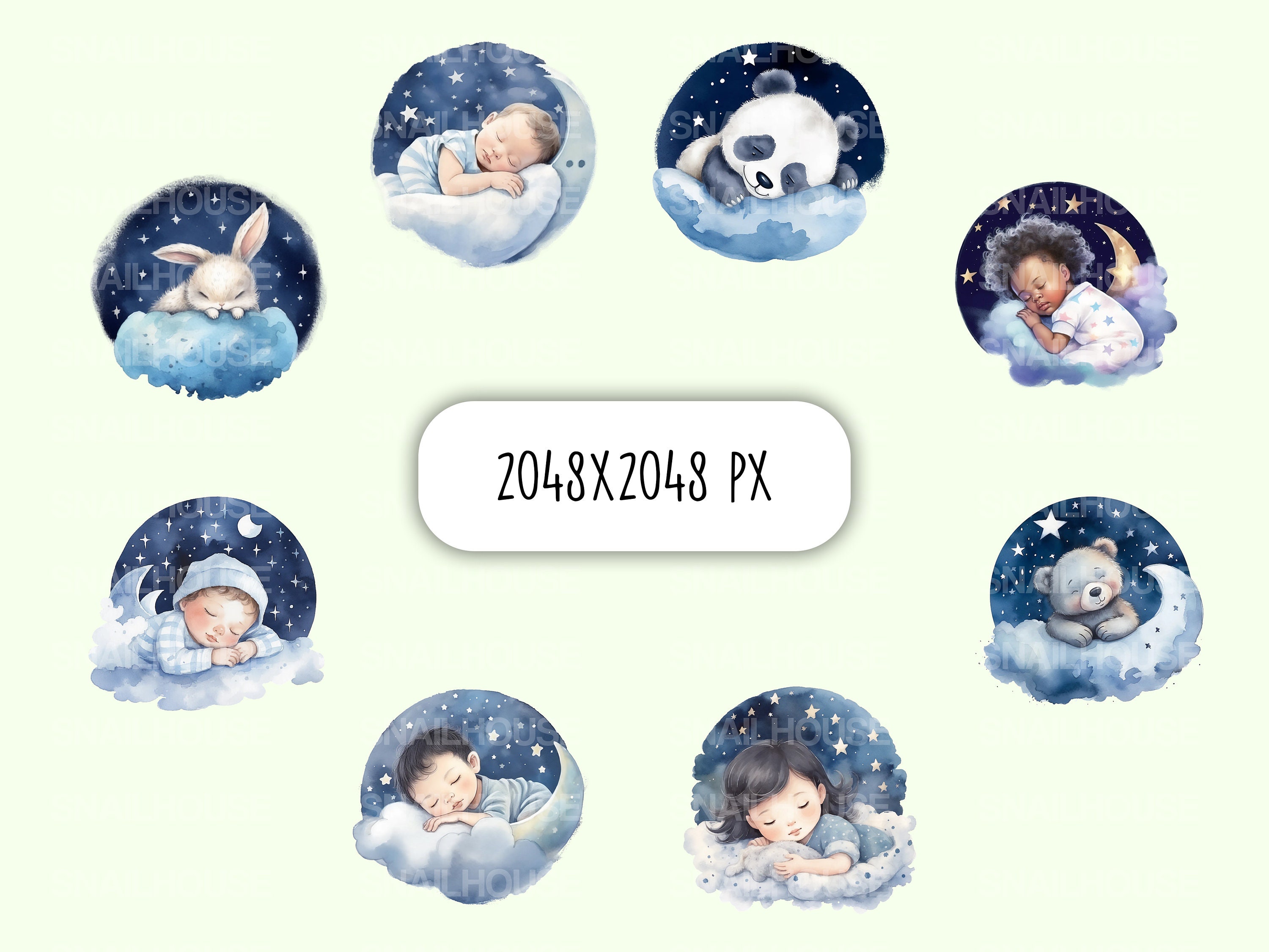 Watercolor Sleeping Baby Clip Art Nursery Clipart FREE Commercial Use ...