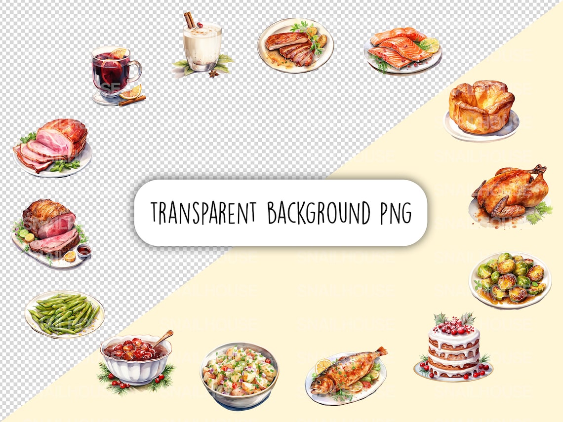 Watercolor Christmas Food Clipart Bundle FREE Commercial Use Christmas ...