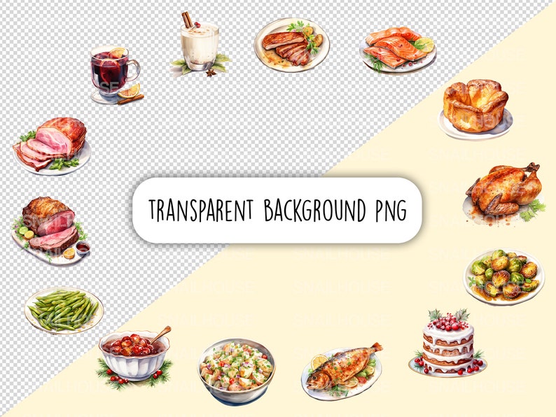 Watercolor Christmas Food Clipart Bundle FREE Commercial Use Christmas ...