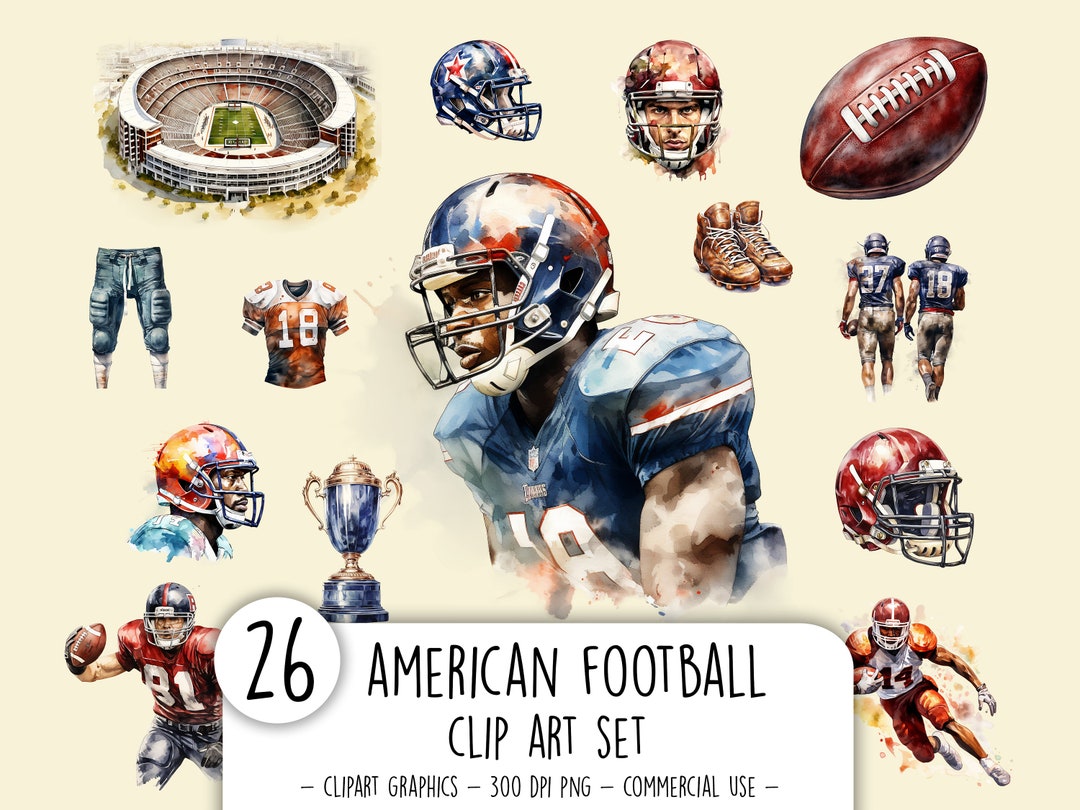 Watercolor American Football Clipart Bundle FREE Commercial Use ...