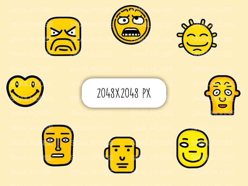 Doodle Emoji Sticker Set Emoji Digital Stickers Doodle Emojis - Etsy