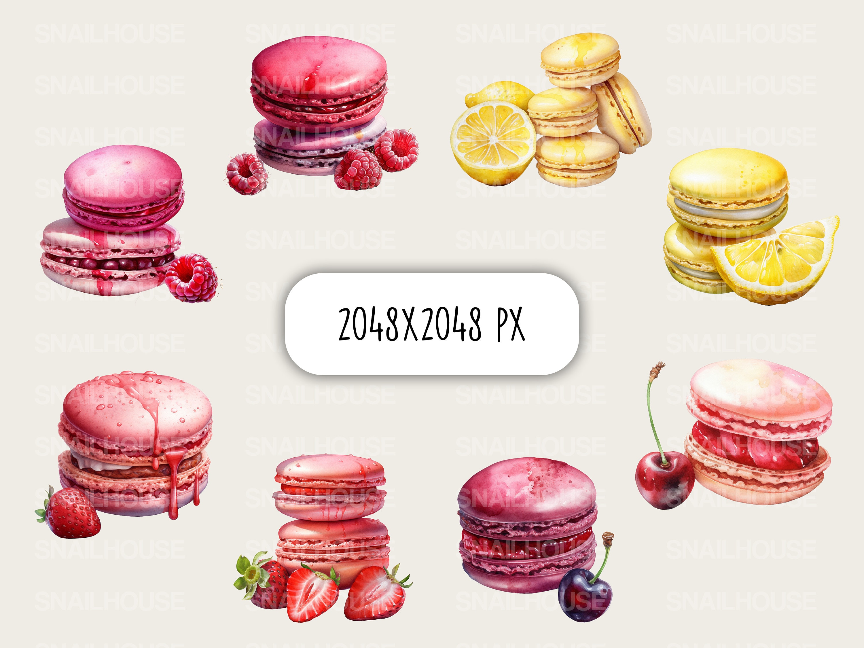 Watercolor Macaroon Clip Art Digital Printable Macaroon Cookies ...