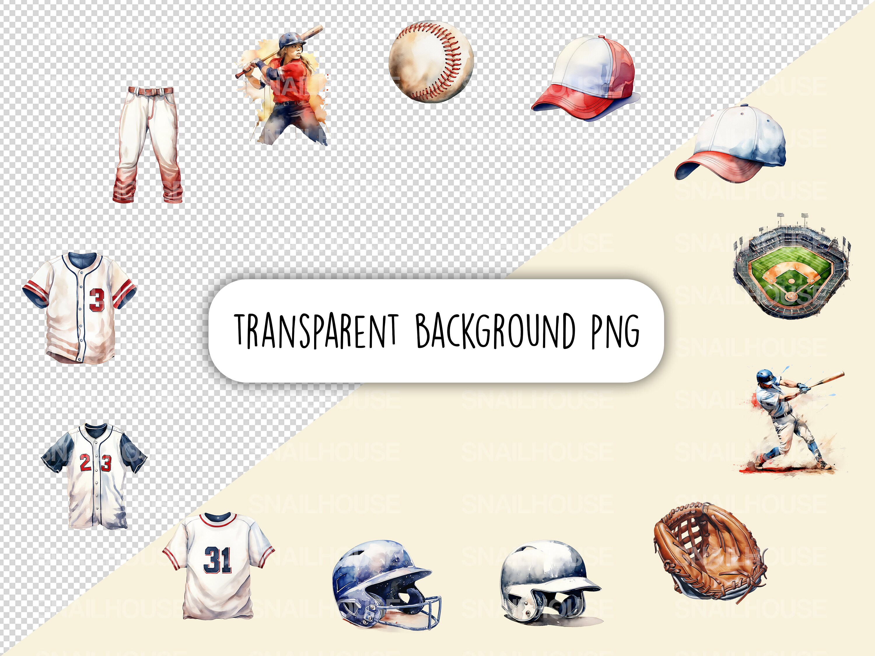 Watercolor Baseball Clipart Bundle Commercially FREE Watercolor ...