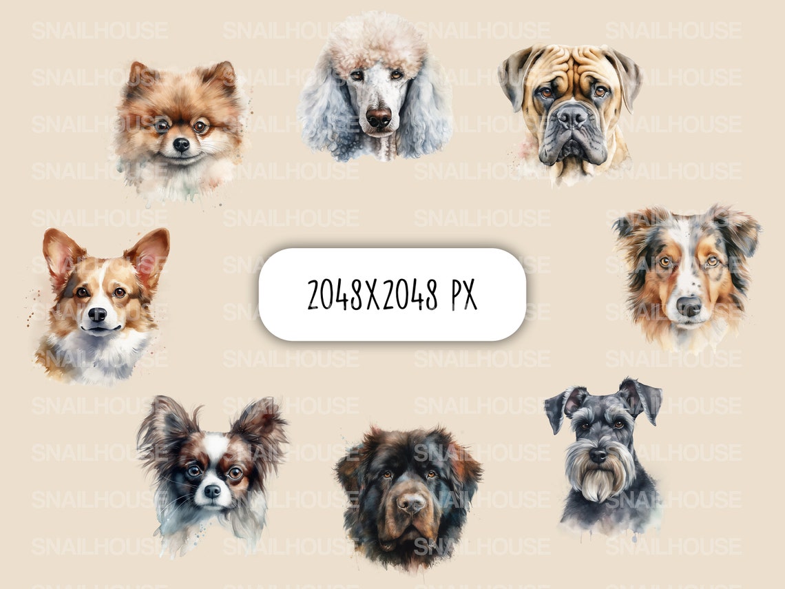 Faces of Dog Breeds Digital Printable Dog Breeds Clip Art FREE ...