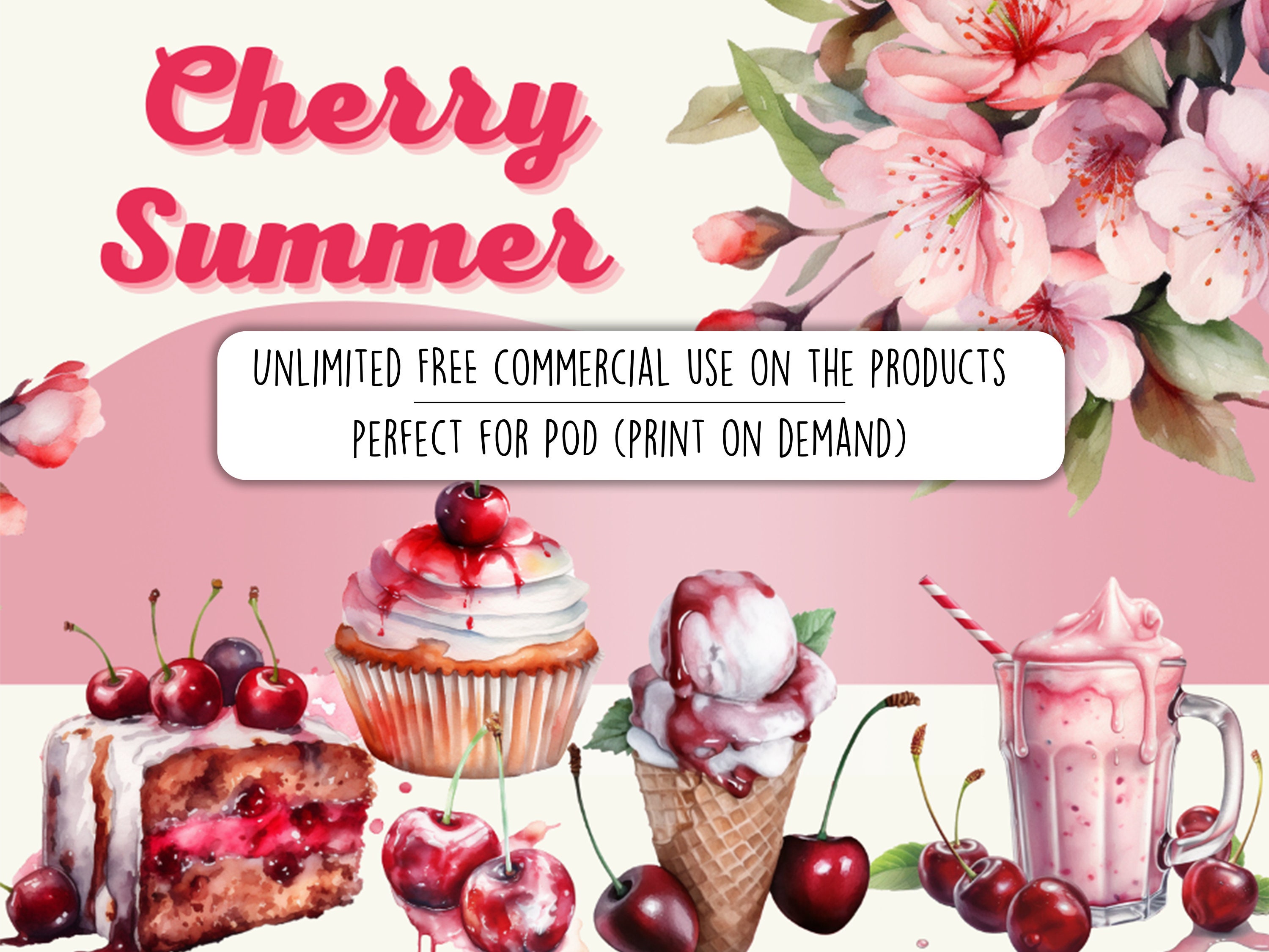 Watercolor Cherry Clipart Set Watercolor Cherry Images Cherry Themed ...