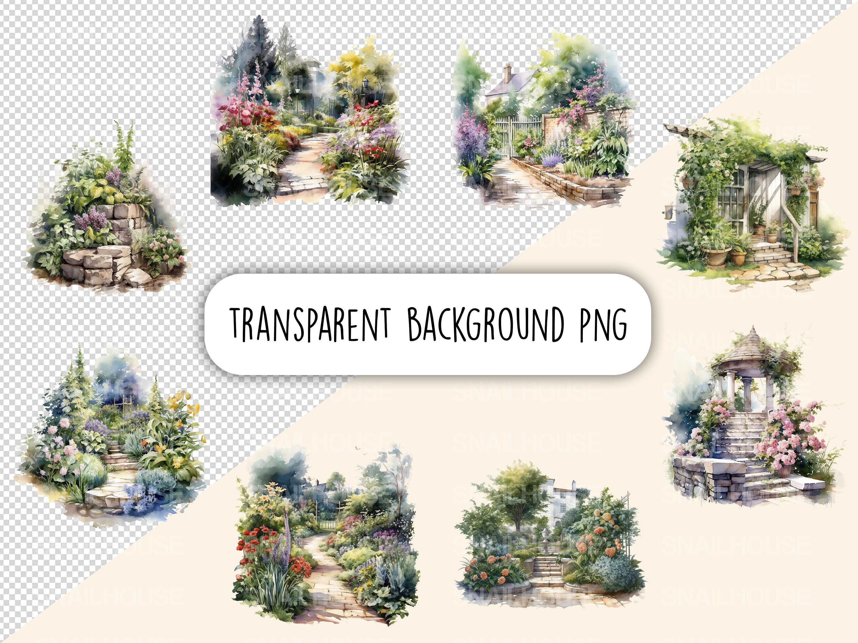 Watercolor Gardens Clip Art Watercolor Garden Clipart FREE Commercial ...