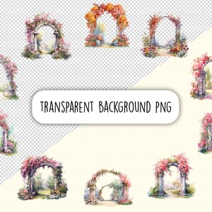 Watercolor Dreamy Flower Arches Clip Art Set Printable Floral Arches ...