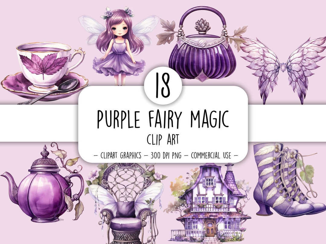 Watercolor Purple Fairy Magic Clip Art FREE Commercial Use Printable ...
