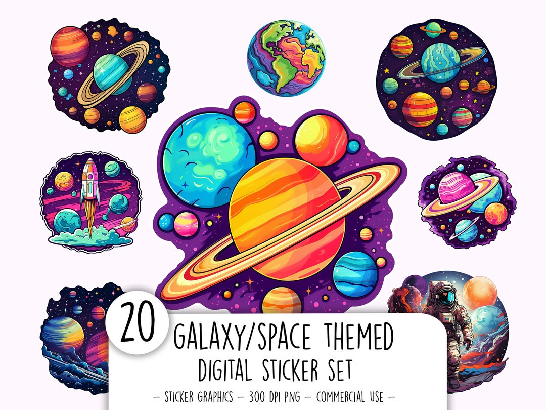 Outer Space Digital Stickers FREE Commercial Use Space Stickers Planets ...