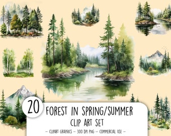 Watercolor Spring Landscape Clipart Bundle Commercially FREE Nature ...