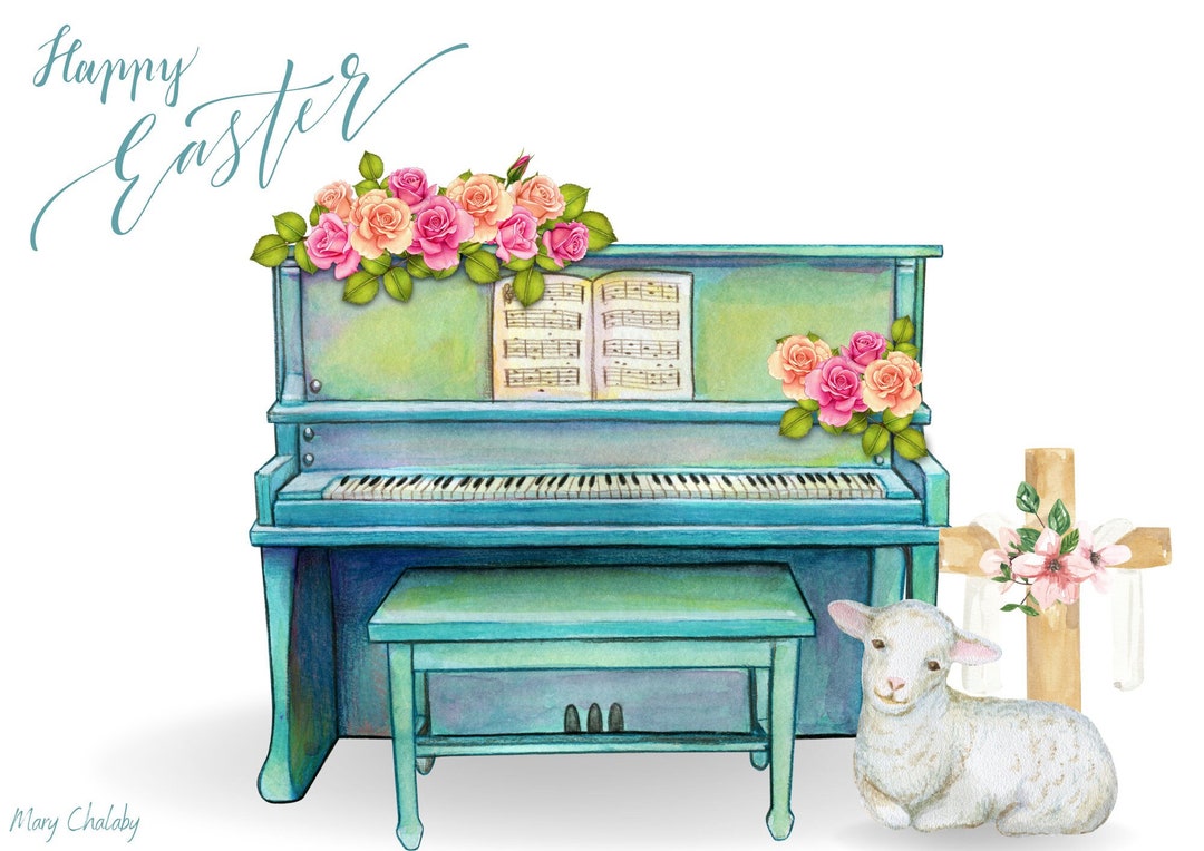 Easter Piano Religious Art - Instant Digital Download - Piano, Cross ...