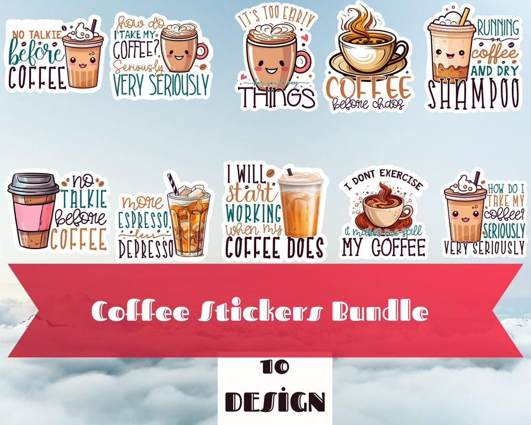 Coffee Lovers' Sticker Pack 10 Unique Digital Coffee Decals, Easy-to ...
