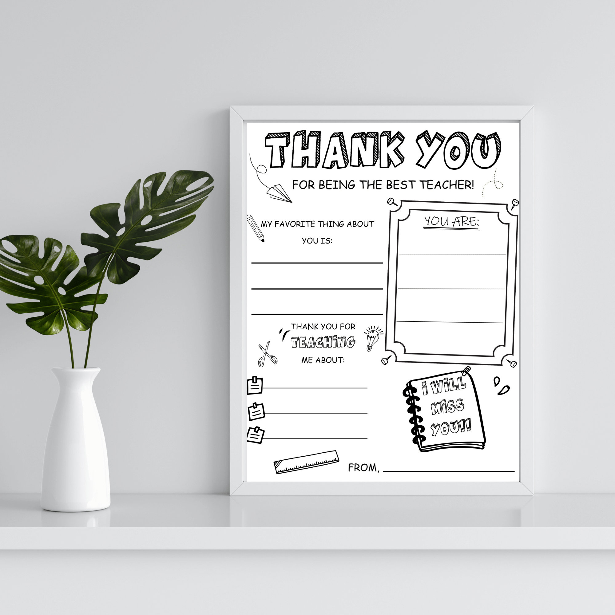 Teacher Appreciation Printable, Thank You Coloring Pages, School Kids ...