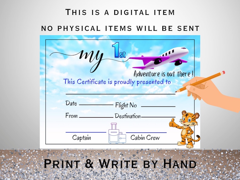 First Flight Certificate Keepsake | Fillable Baby, Infant, Toddler ...