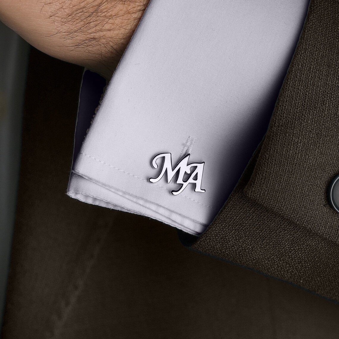 Personalized Name Cufflinks, Custom Sterling Silver Initial Cufflinks ...