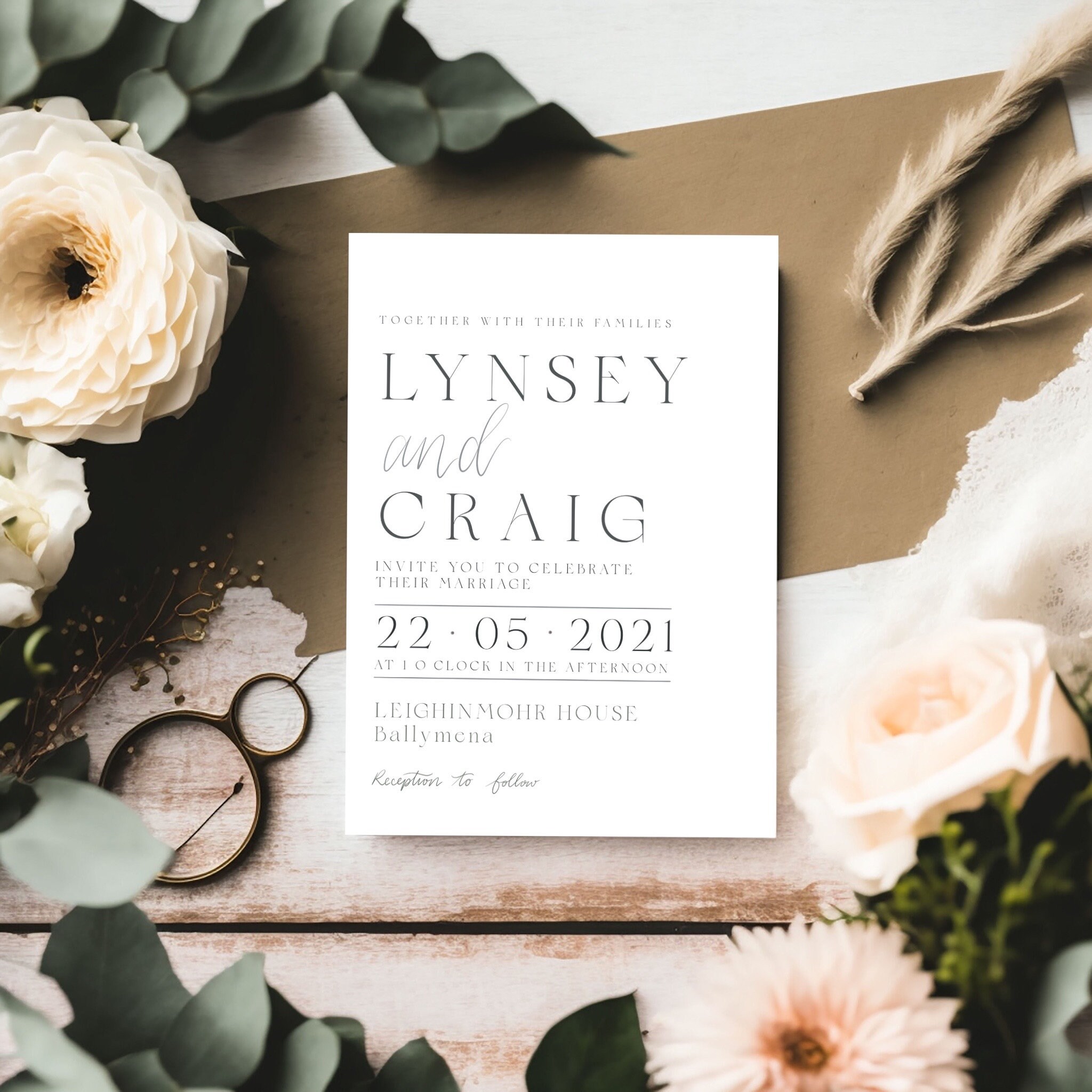 Wedding Invitation sheek Suite Minimalist Wedding Invites - Etsy