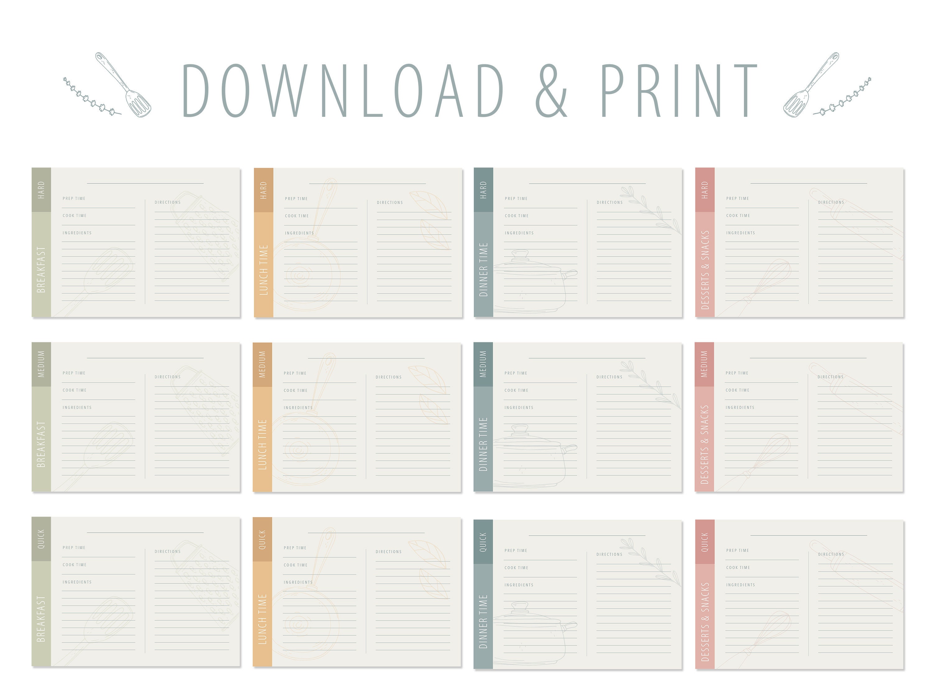 Minimal Recipe Card Template Instant Download Printable Recipe Card ...