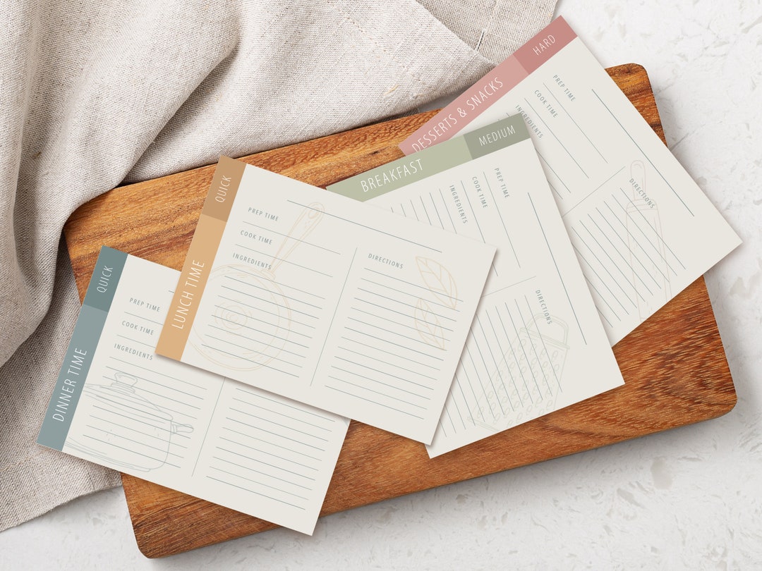 Minimal Recipe Card Template Instant Download Printable Recipe Card ...