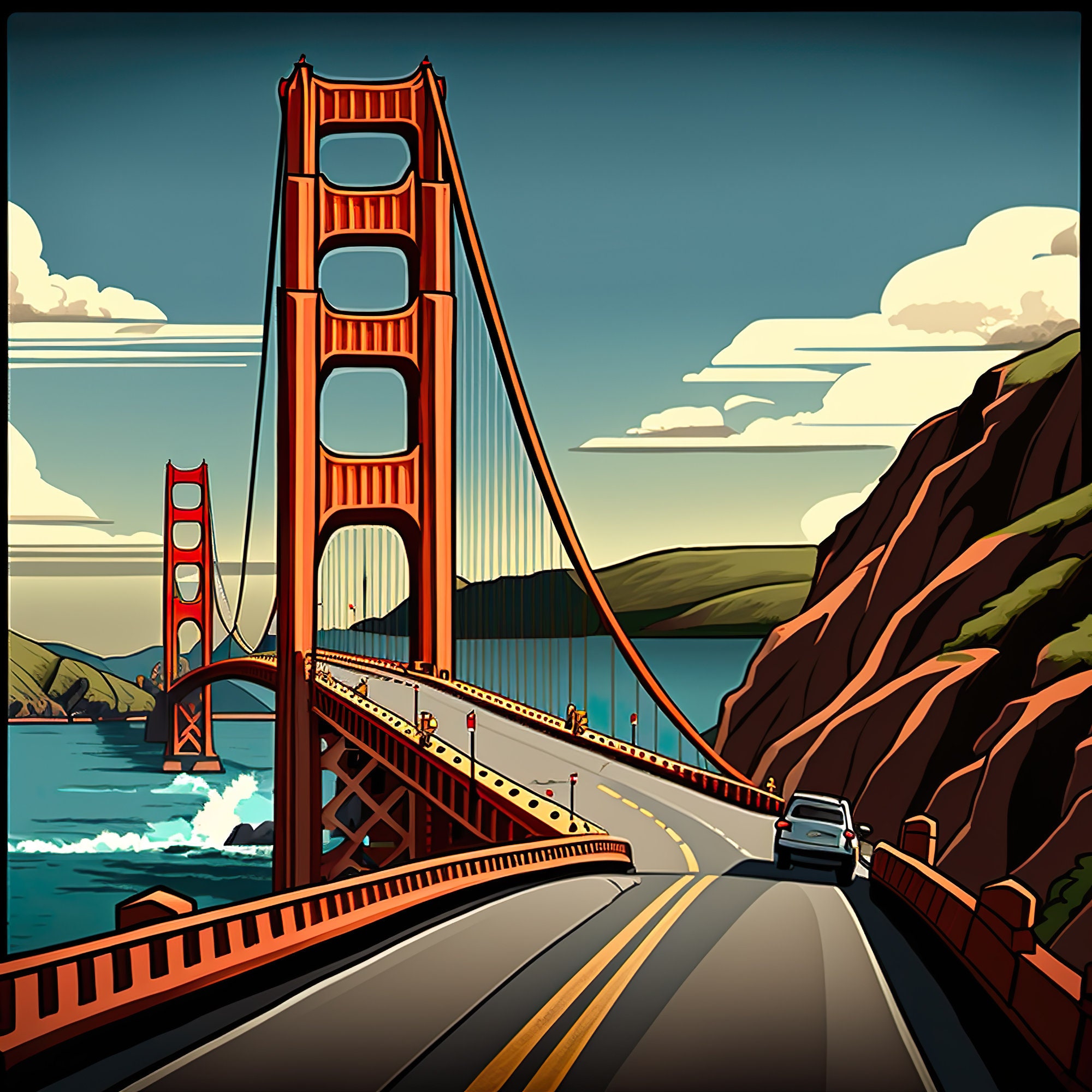 Golden Gate Bridge Cartoon - Etsy