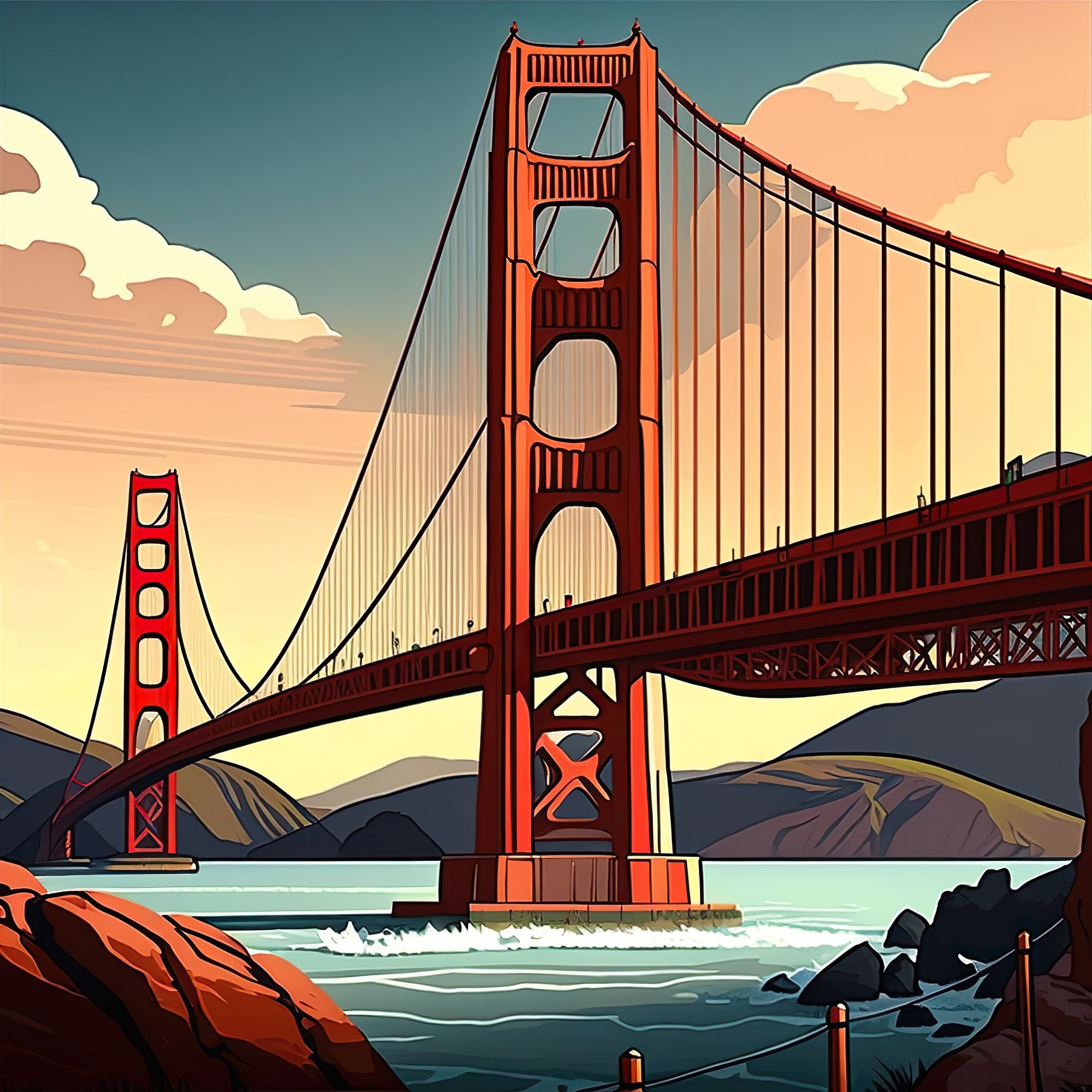 The Golden Gate Gang: A Cartoon Adventure Across the Bridge - Etsy