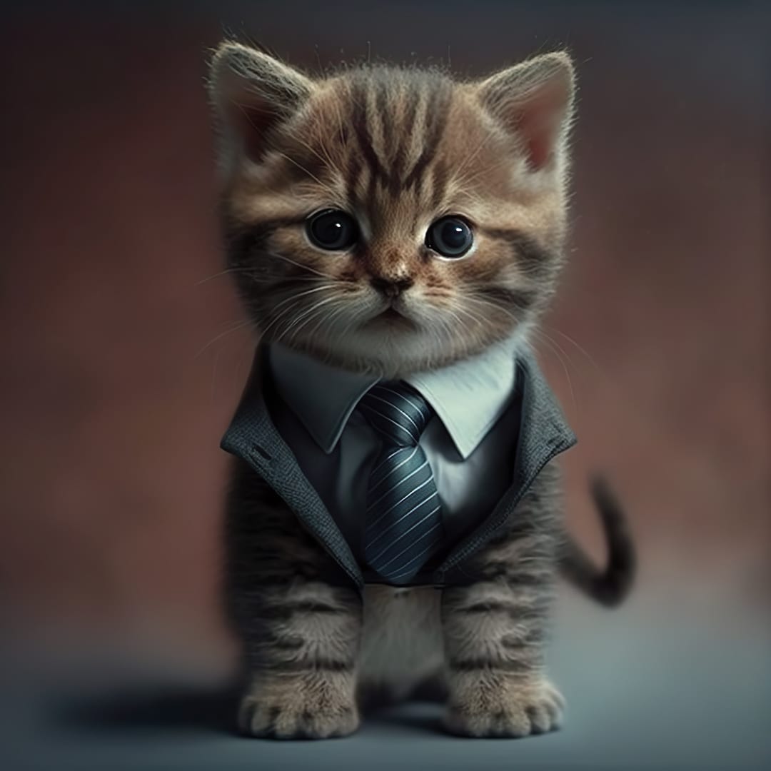 Cute Kitten in a Suit Digital Poster - Etsy