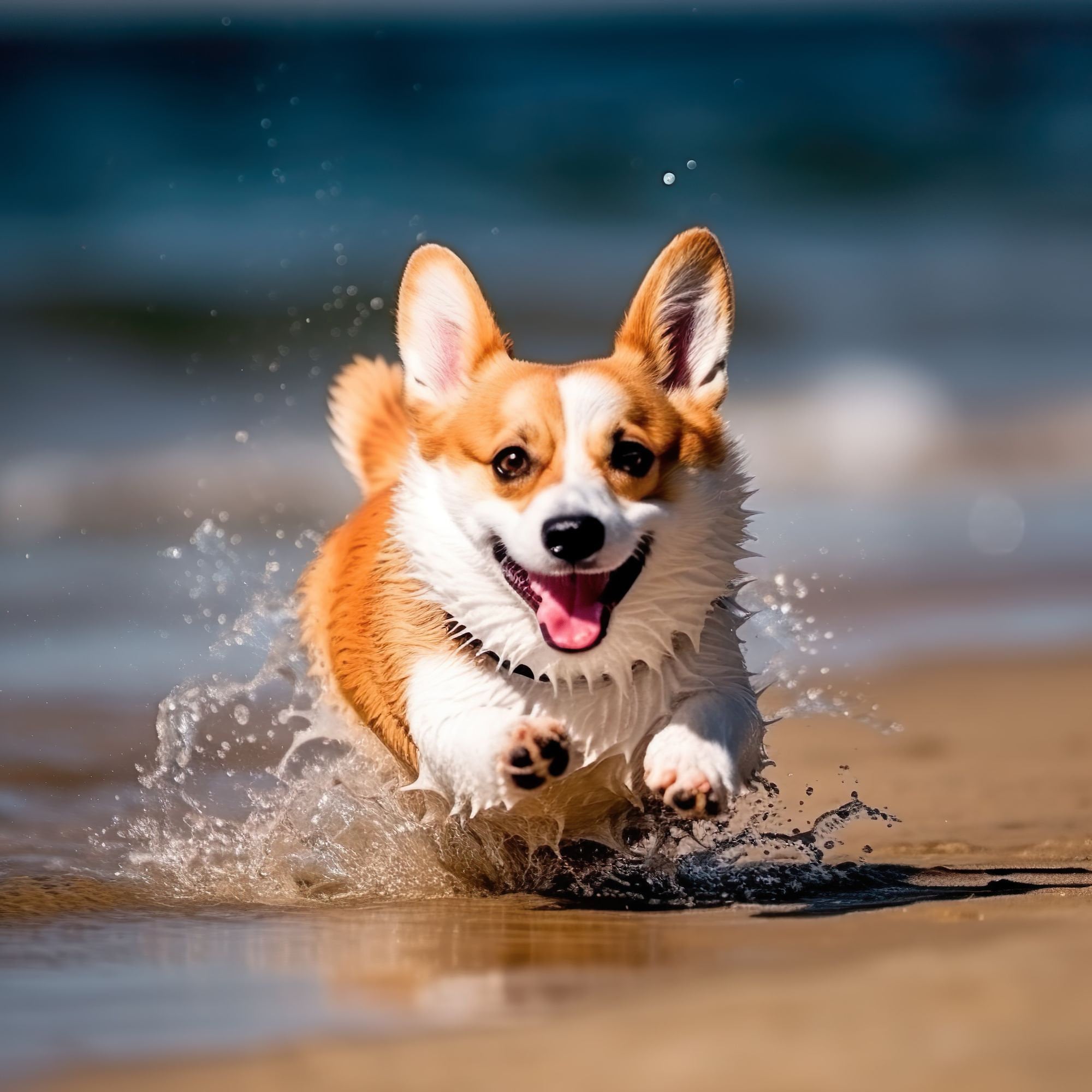 Corgi Running on the Beach Poster - Etsy