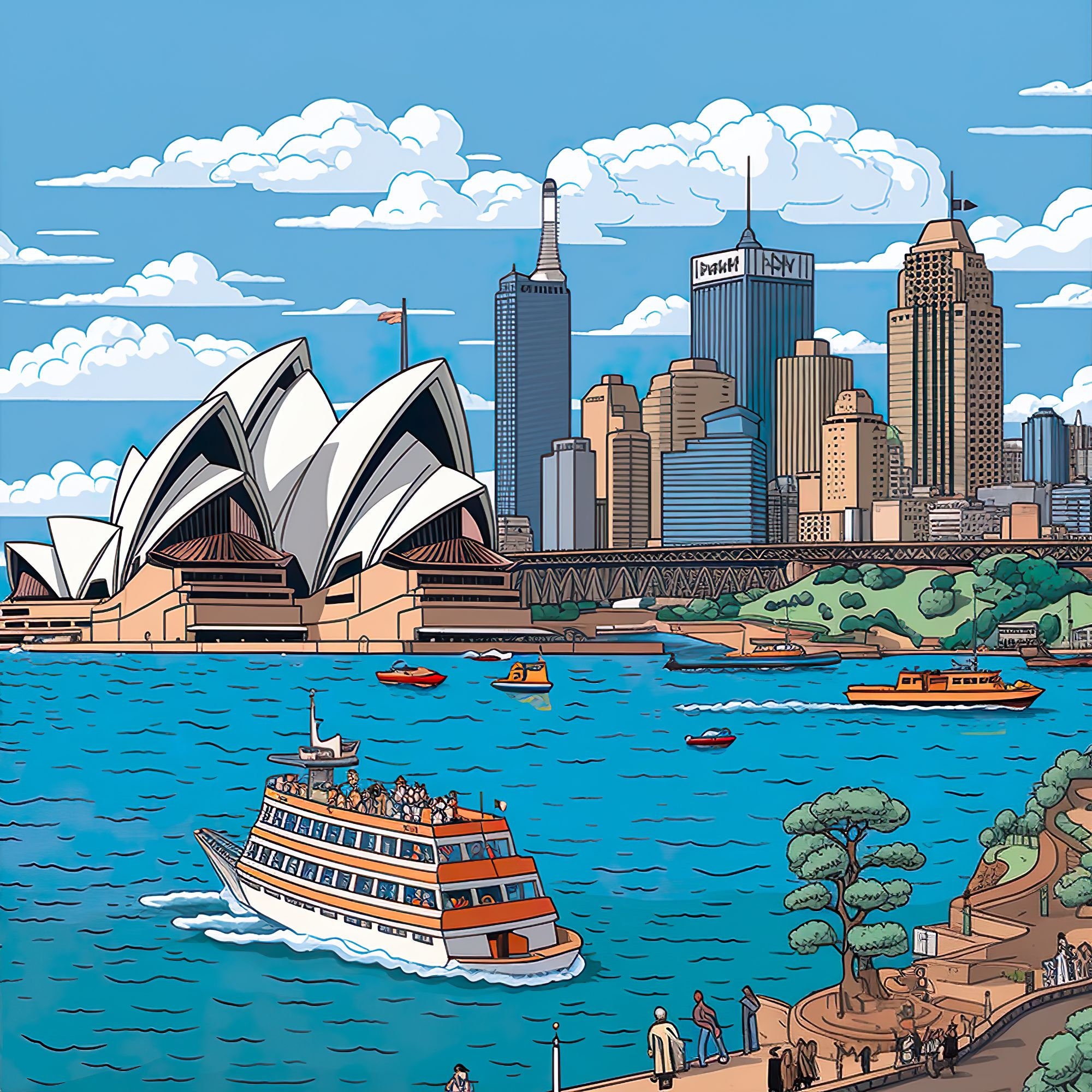 Sydney Harbour Cartoon - Etsy