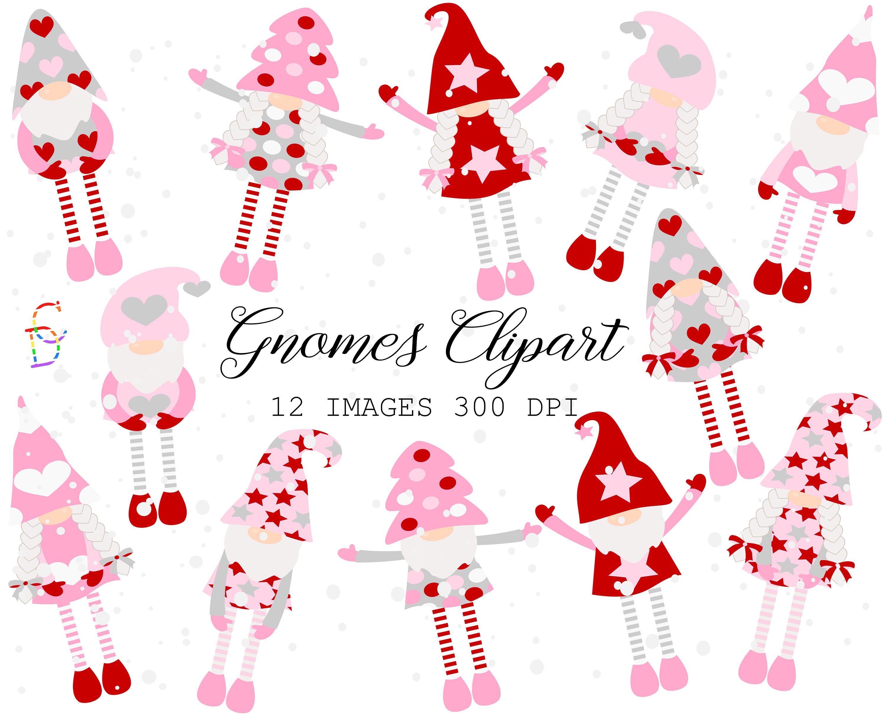 12 Gnomes Clipart, Scandinavian Gnomes, Holidays Clipart, Gnomes ...