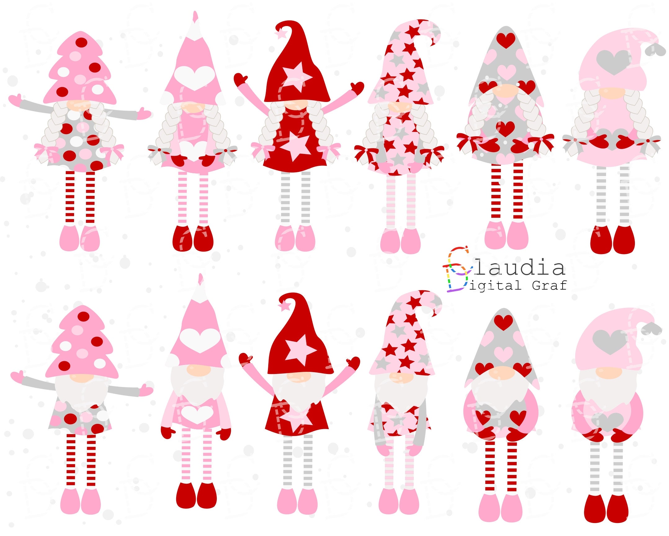 12 Gnomes Clipart, Scandinavian Gnomes, Holidays Clipart, Gnomes ...