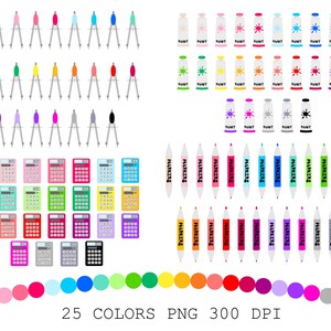 SCHOOL EQUIPMENT Clipart Pack, 16 SCHOOL Items for 25 Coordinated ...