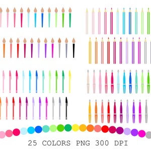 SCHOOL EQUIPMENT Clipart Pack, 16 SCHOOL Items for 25 Coordinated ...