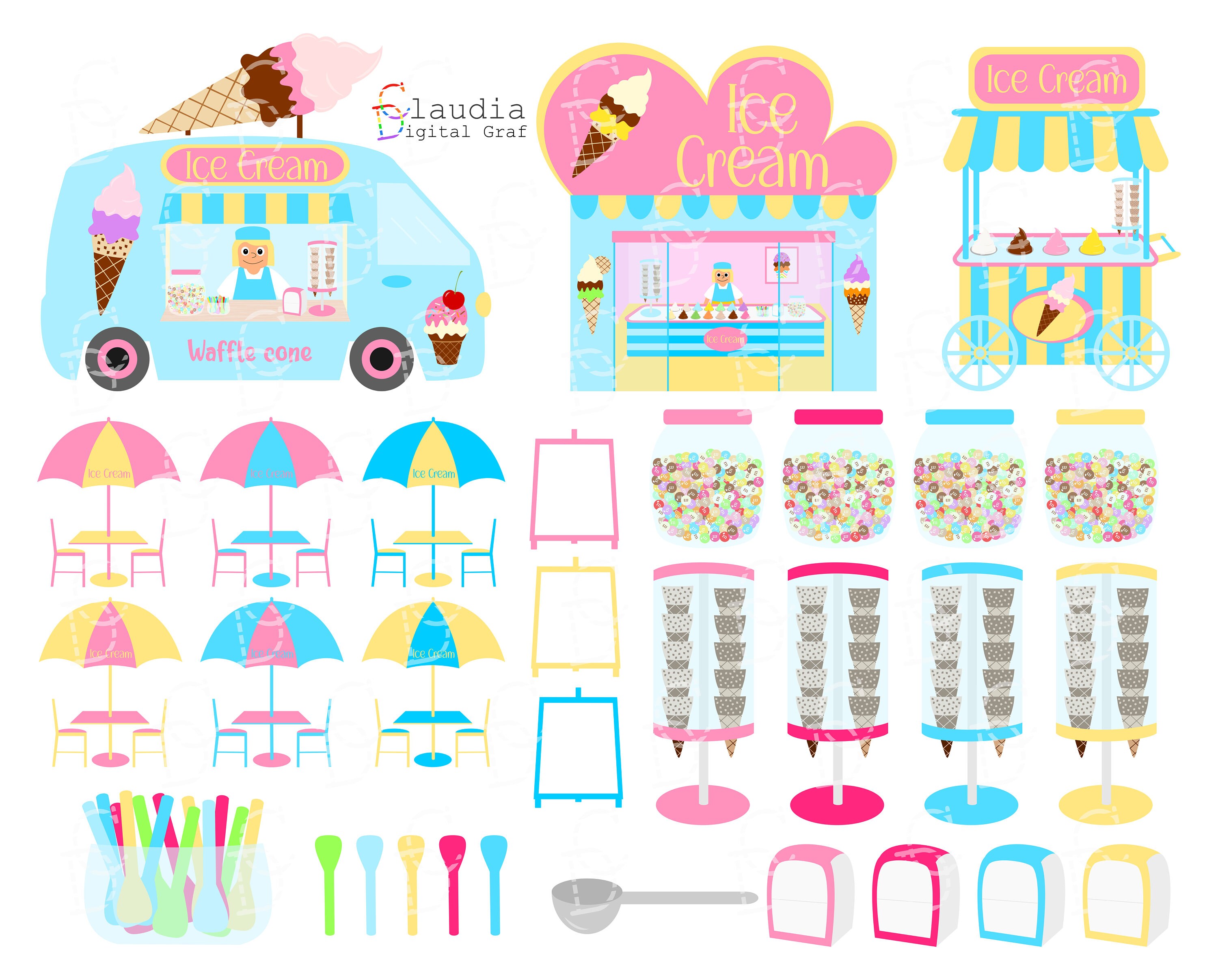140 Ice Cream Clipart, Make Your Own Ice Cream Clipart, Cute Summer ...